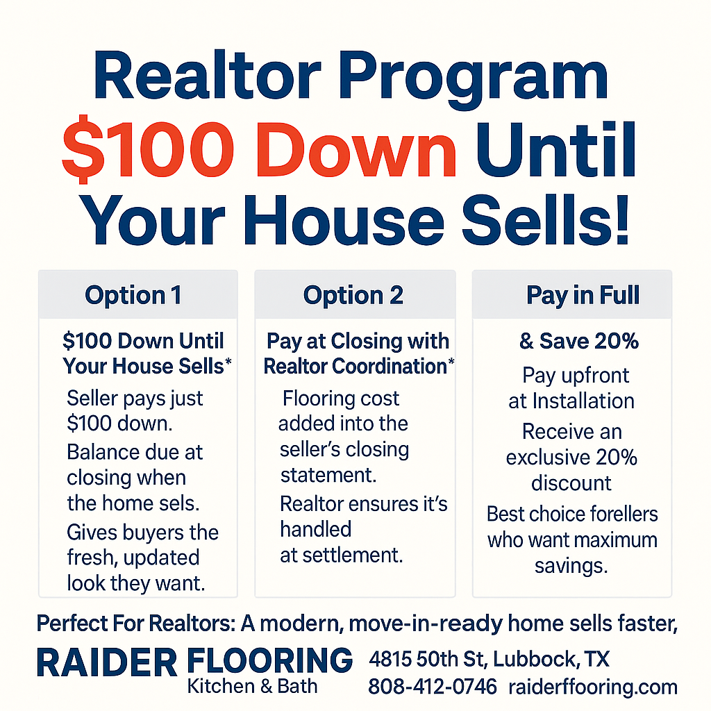 Home Seller Program in Lubbock, TX | Raider Flooring